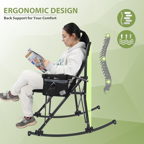 REDCAMP 2 in 1 Oversized Folding Rocking Camping Chair with Removable ...