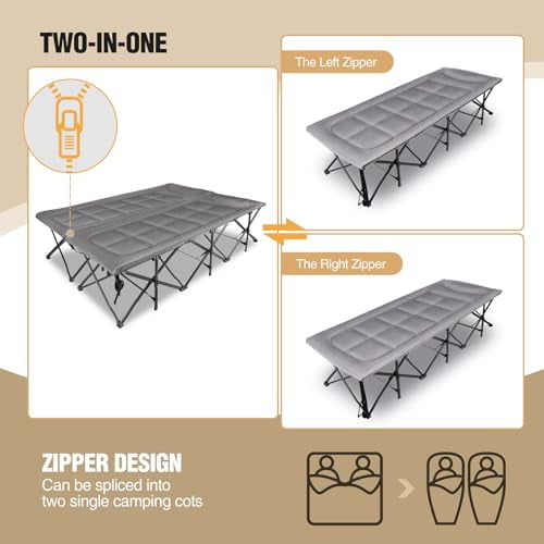 REDCAMP 2 Person Extra Wide Camping Cots for Adults 500lbs, 59''W ...