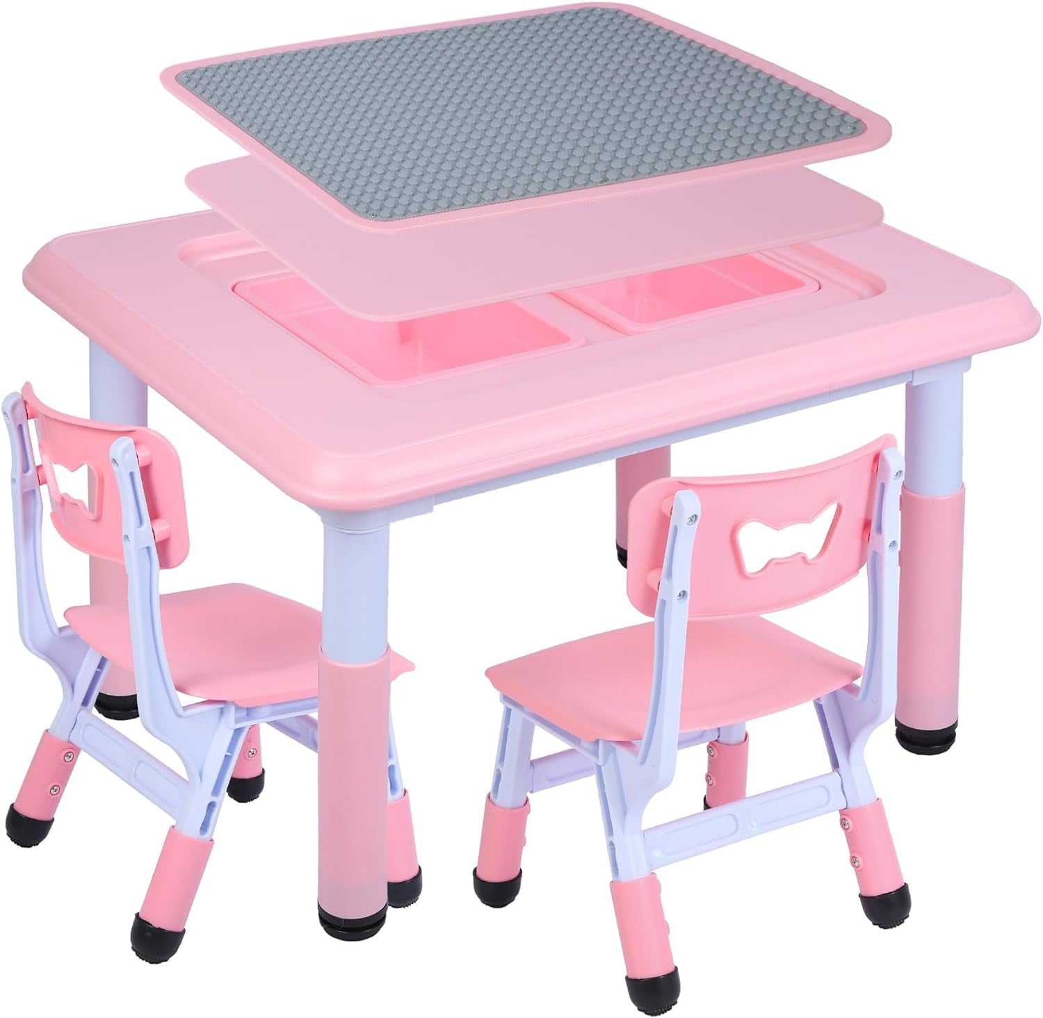 REDCAMP 3 in 1 Kids Activity Table and Chairs, Height Adjustable Kids ...