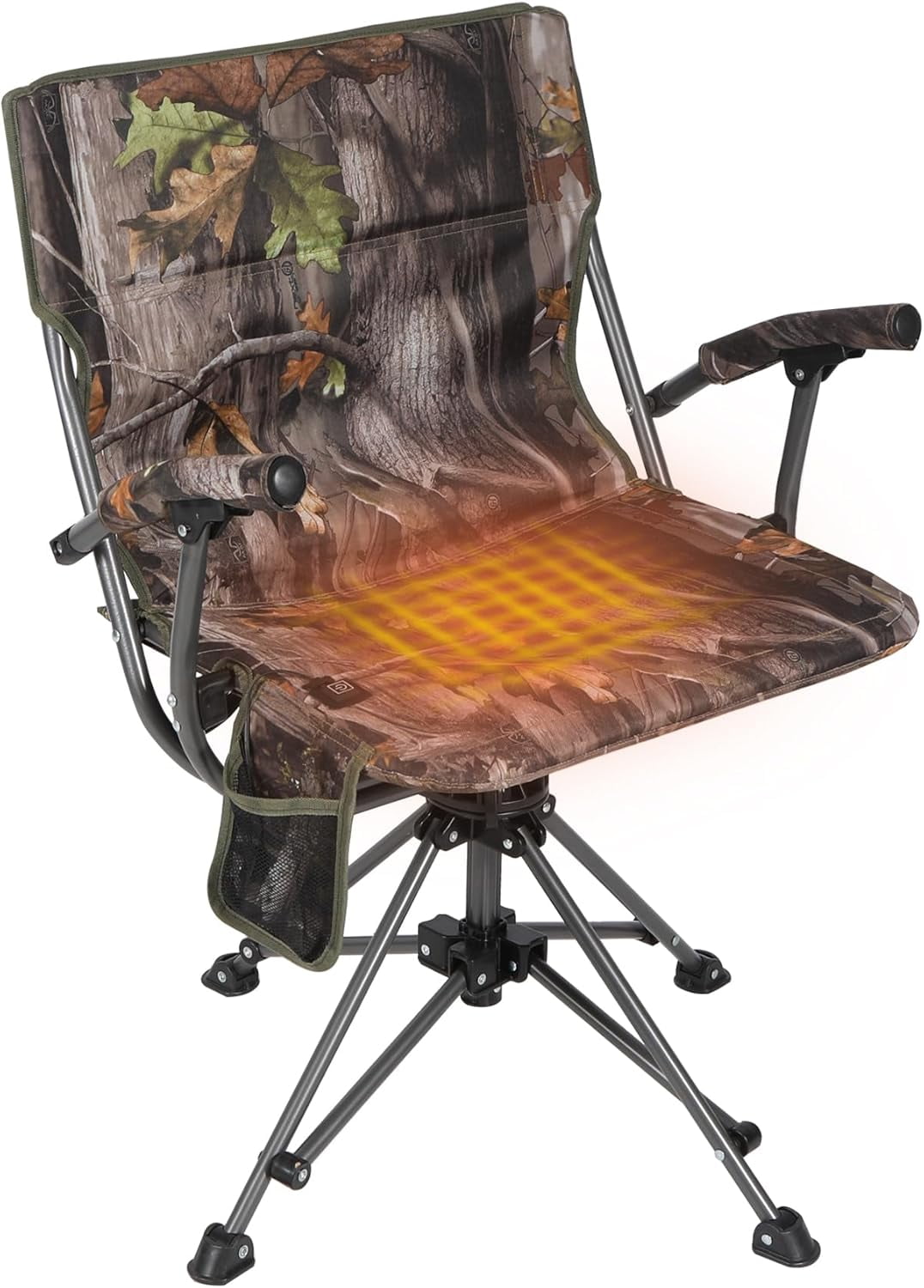 REDCAMP 360° Swivel Heated Hunting Chairs for Ground Blinds, Portable Folding Camo Camping ...