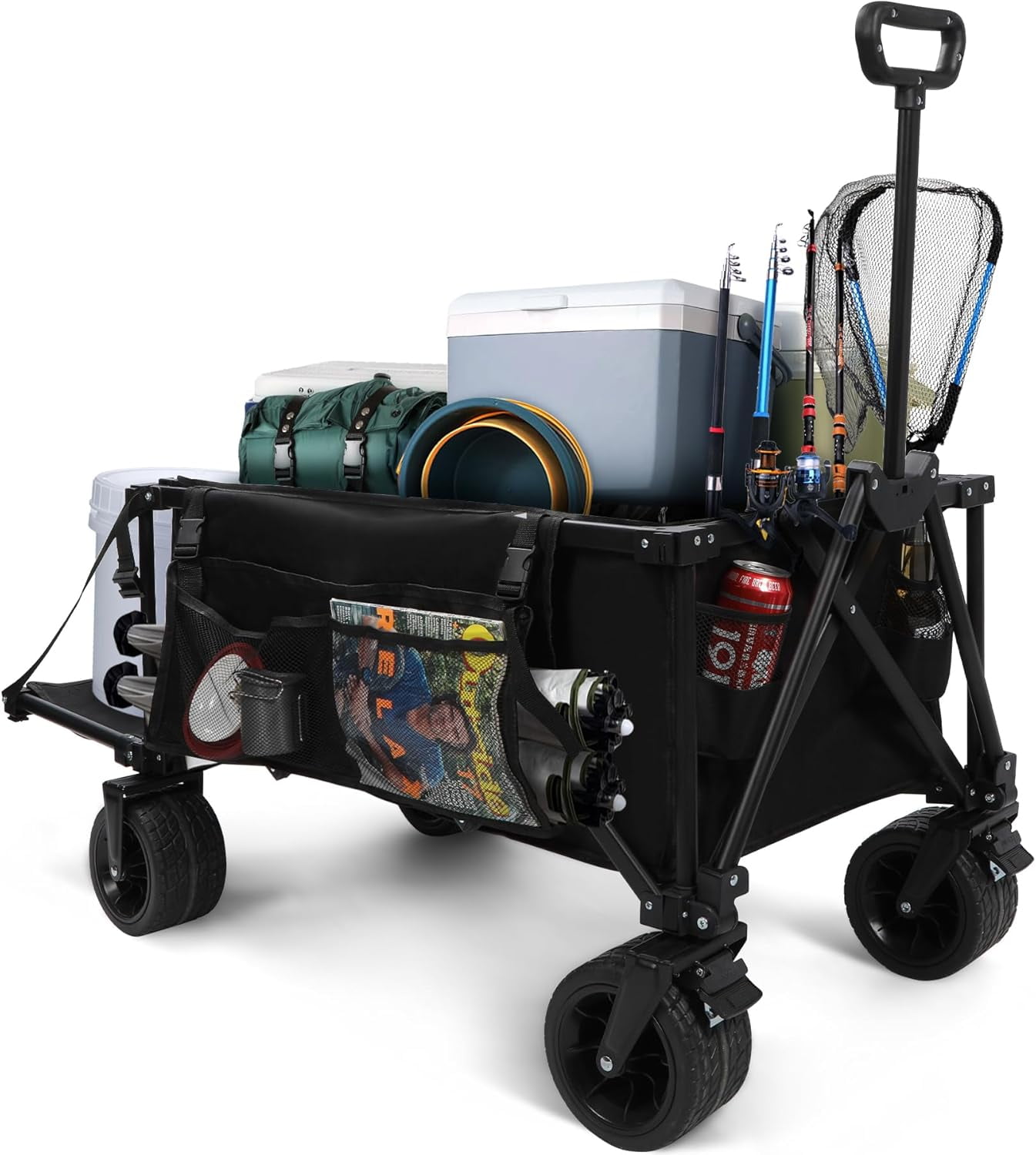 REDCAMP 49" Extended Collapsible Fishing Cart with 6 Rod Holders ...