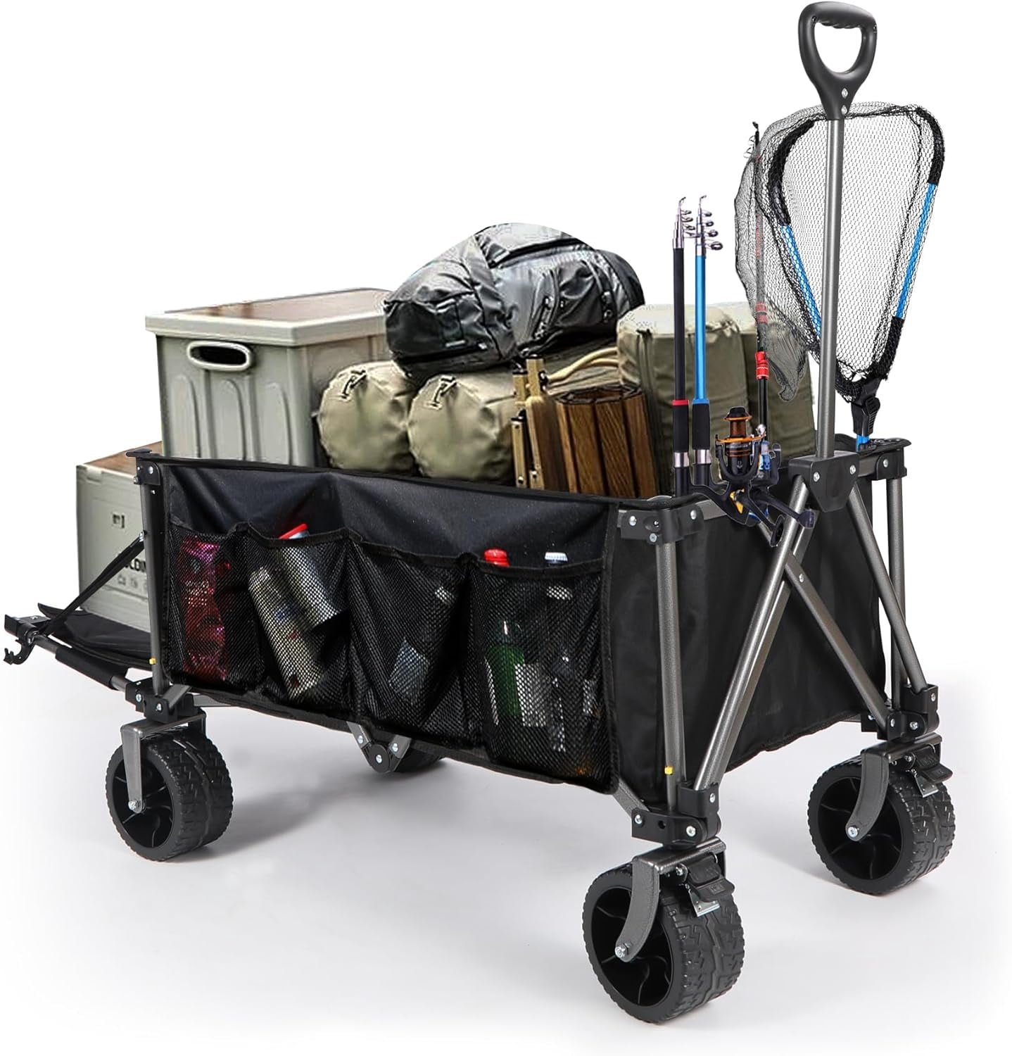 REDCAMP 49" Extended Collapsible Wagon Cart with Tailgate and Brakes ...