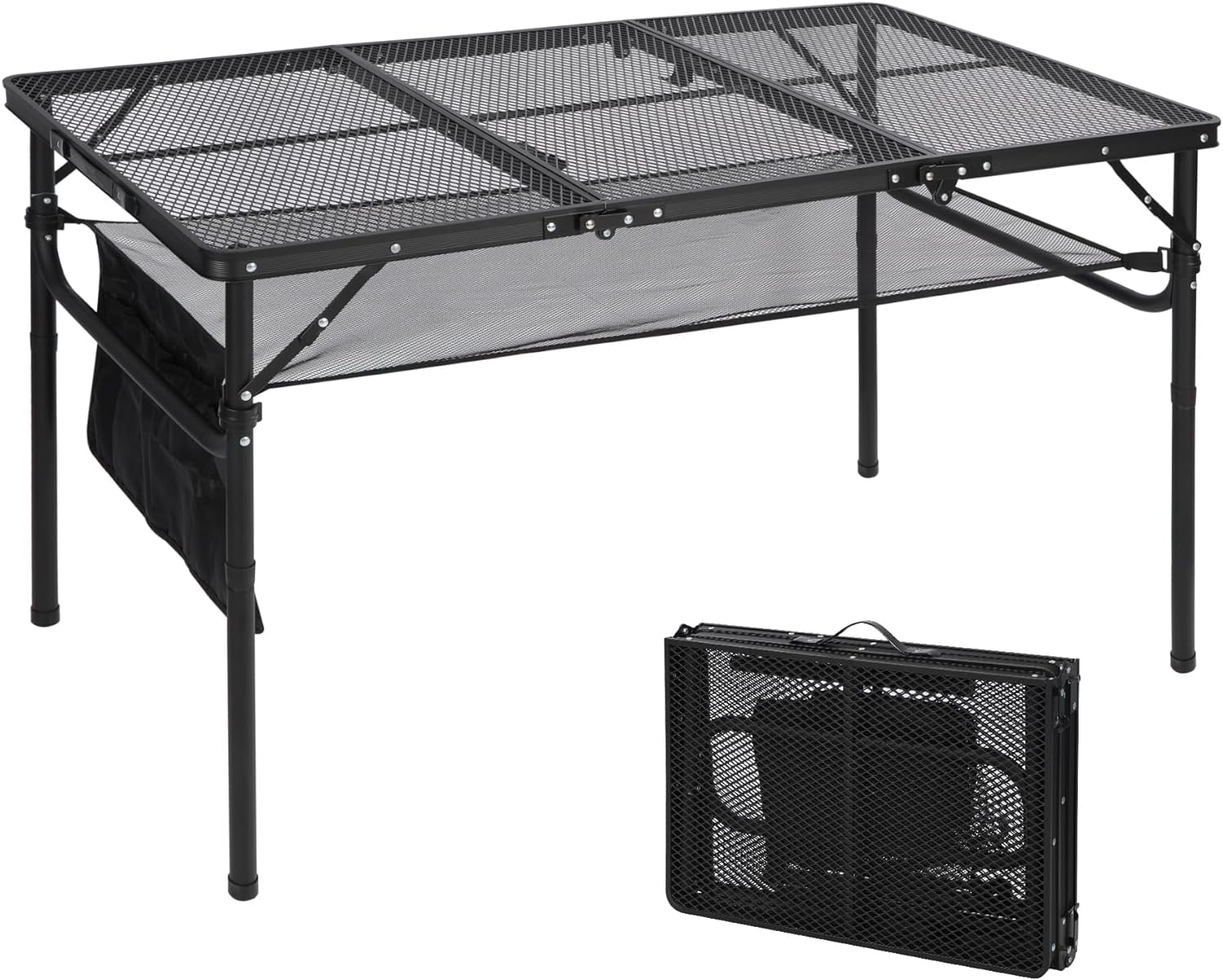 REDCAMP Portable BBQ Grill Table, 4ft Folding, Adjustable Height ...