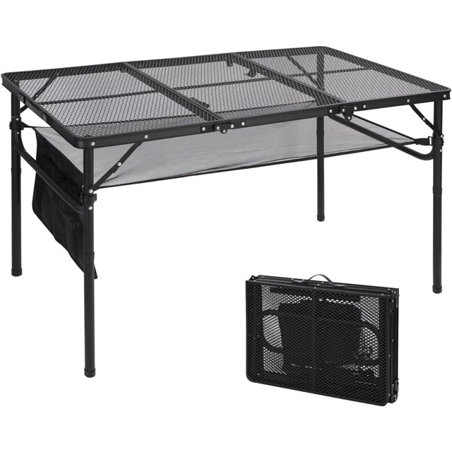 REDCAMP Foldable Camp BBQ Table, Adjustable Portable Grill Stand ...
