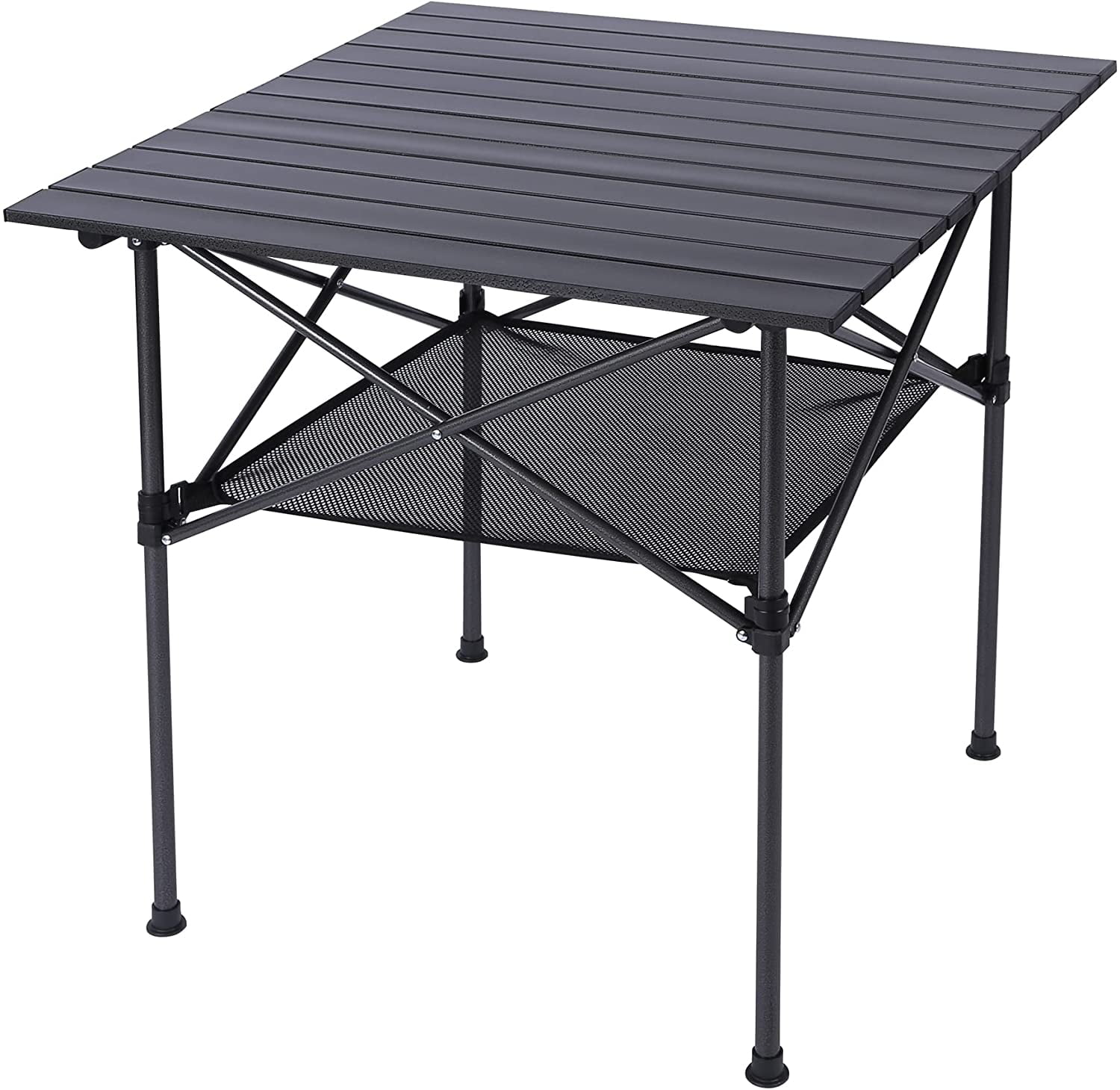 REDCAMP Aluminum Camping Table Roll Top with Mesh Storage Folding ...