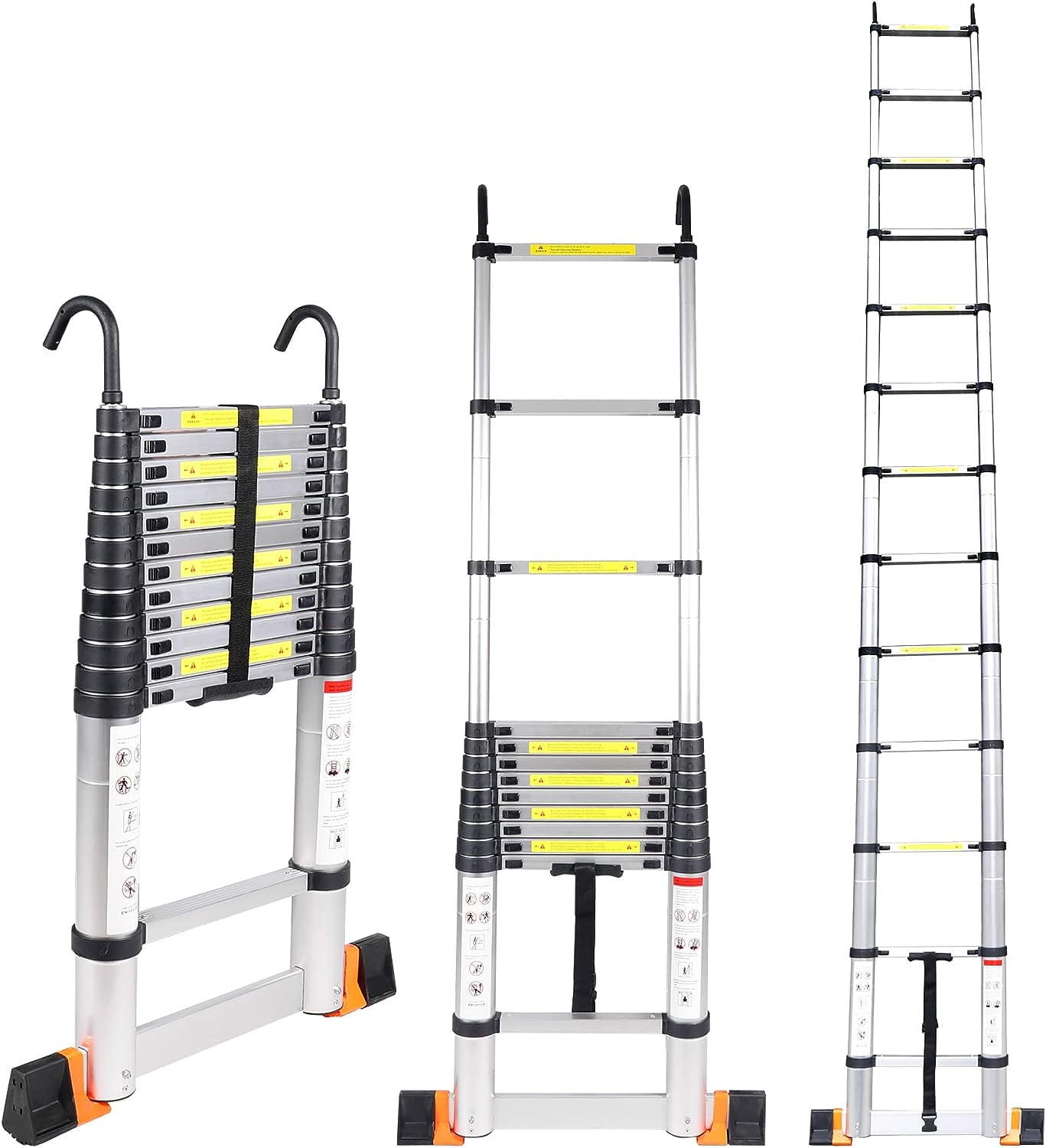 REDCAMP Aluminum Telescoping Ladder 12.5 FT with Hooks,Lightweight ...