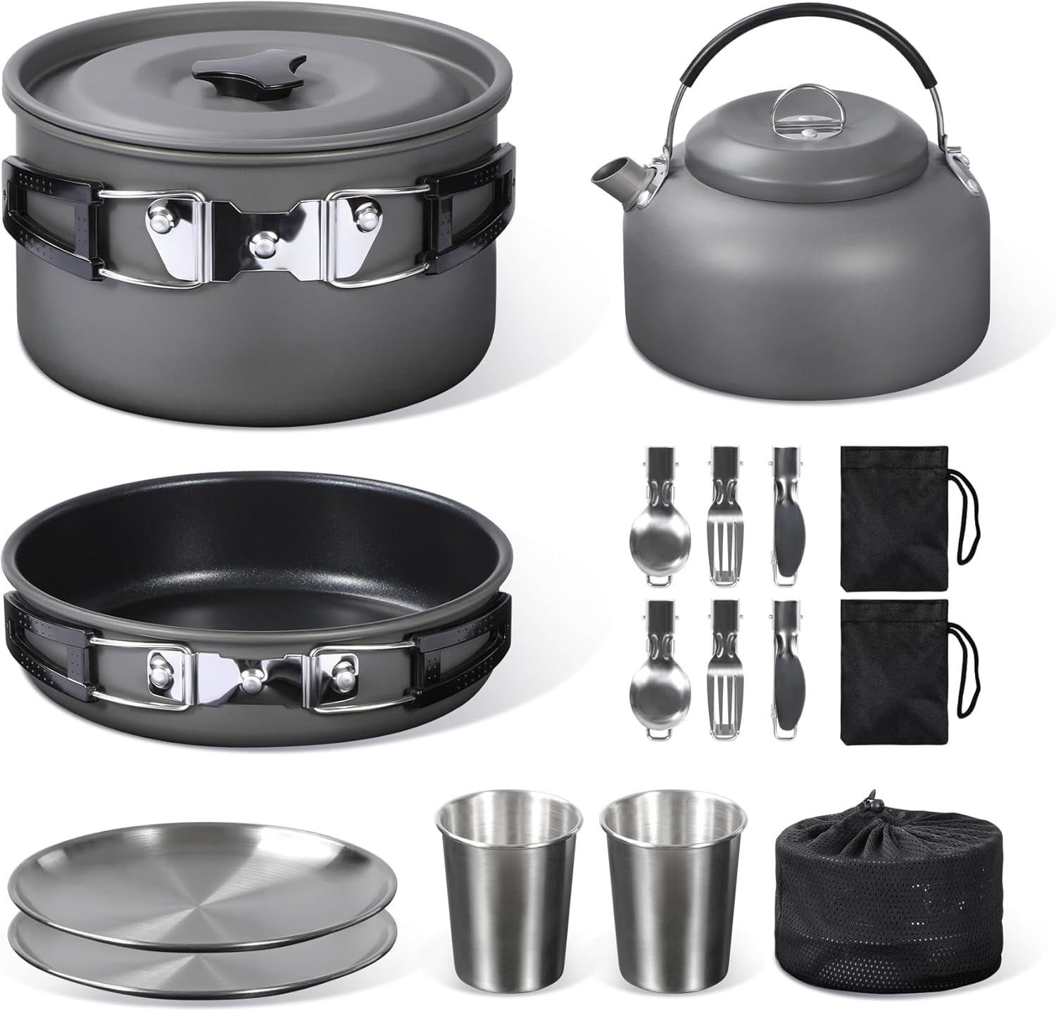 REDCAMP Camping Cookware Mess Kit Camping Gear Campfire Utensils ...