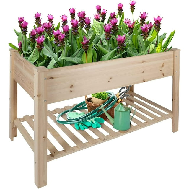 REDCAMP Cedar Raised Garden Bed with Legs, Elevated Wooden Planter Box ...