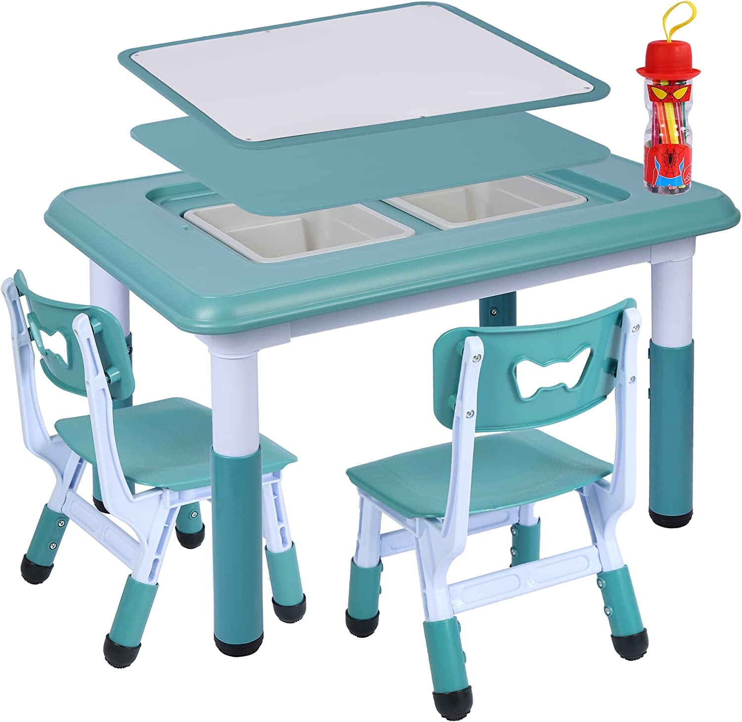 REDCAMP Double-Sided Kids Activity Table, Multi Drawing Table and Chair ...