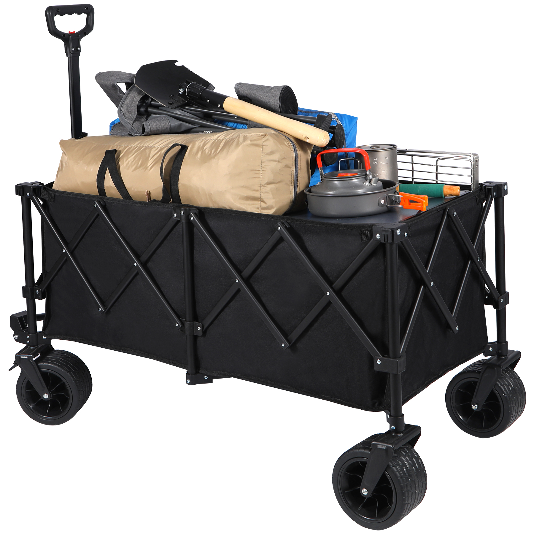 Ozark Trail Folding Multipurpose Camp Wagon Cart, Black - Walmart.com