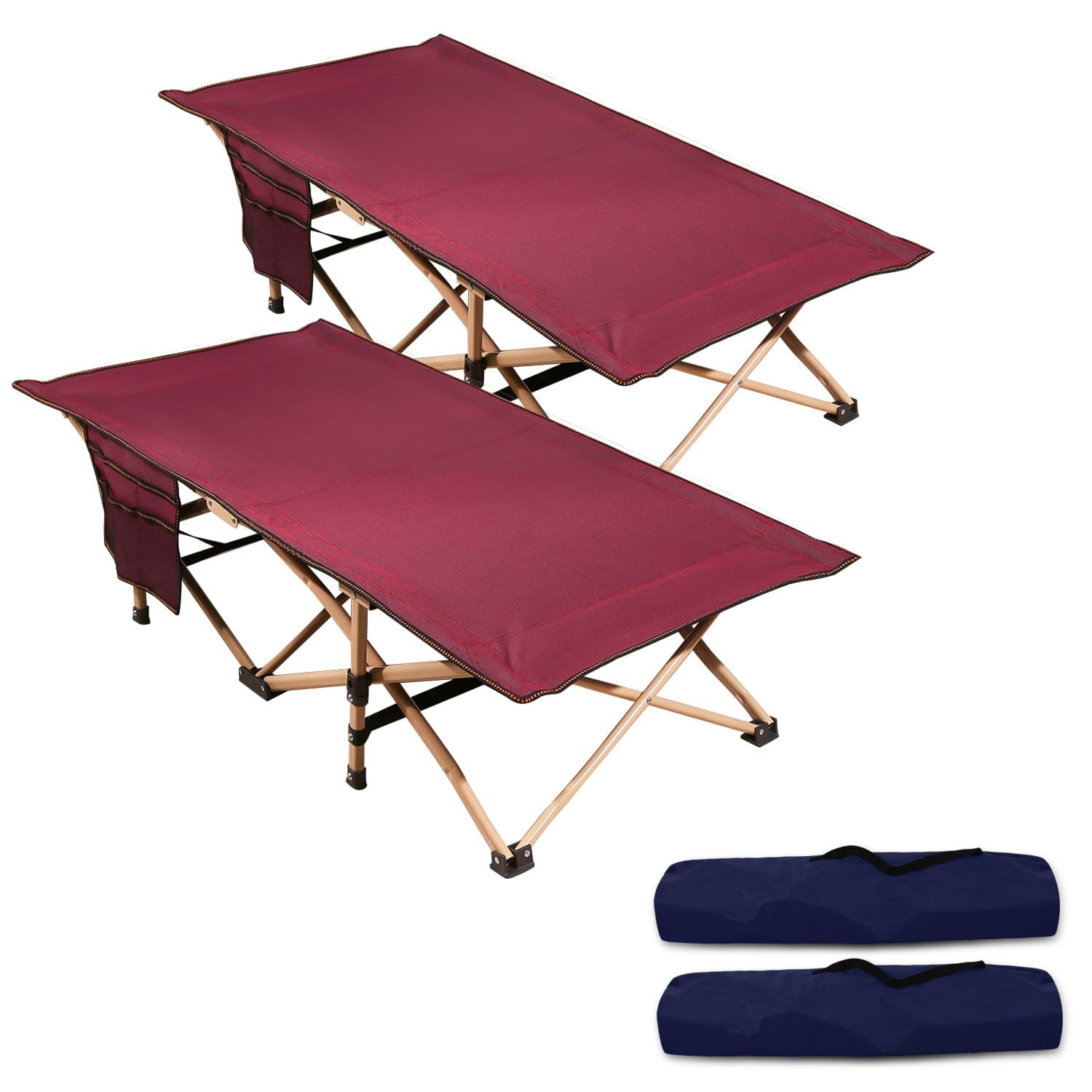 REDCAMP Extra Long Kids Cot for Sleeping 2-7 Years, Portable Travel ...