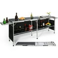 REDCAMP Extra Long Portable Bar Table with Bar Skirts and Storage Shelf ...