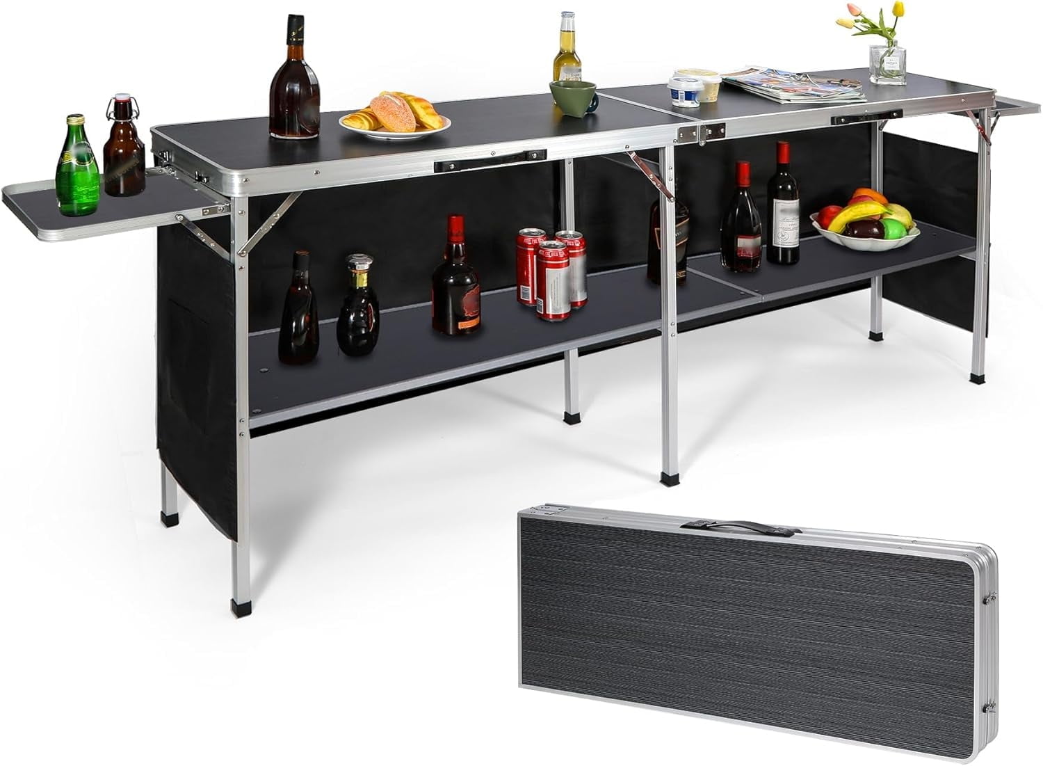 REDCAMP Portable Outdoor Serving Bar Table, Collapsible with Storage ...