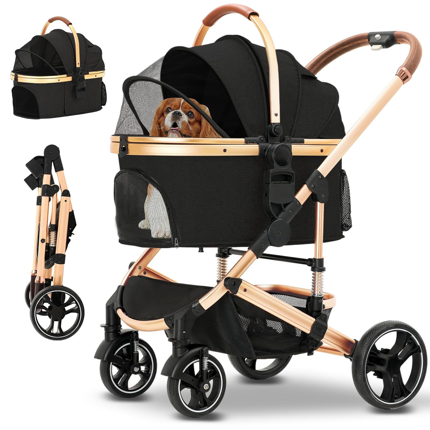 REDCAMP Folding Dog Wagon Cart with Extendable Rear End Heavy Duty ...