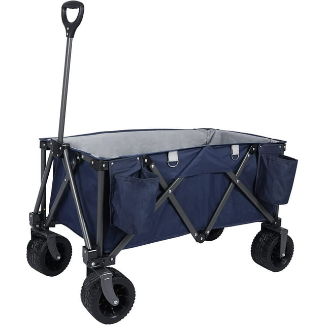 REDCAMP Folding Wagon Cart with Extra Wide Wheels, Heavy Duty ...