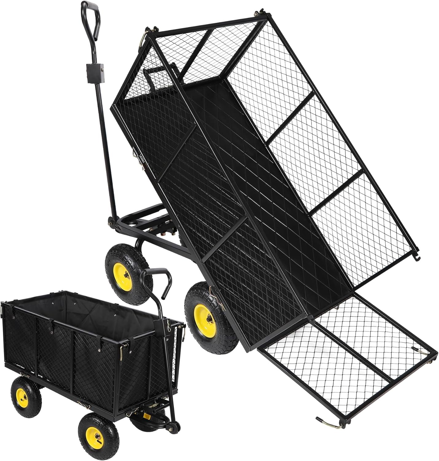 REDCAMP Garden Wagons Carts Heavy Duty Pullable, 650 Lbs Capacity Mesh ...