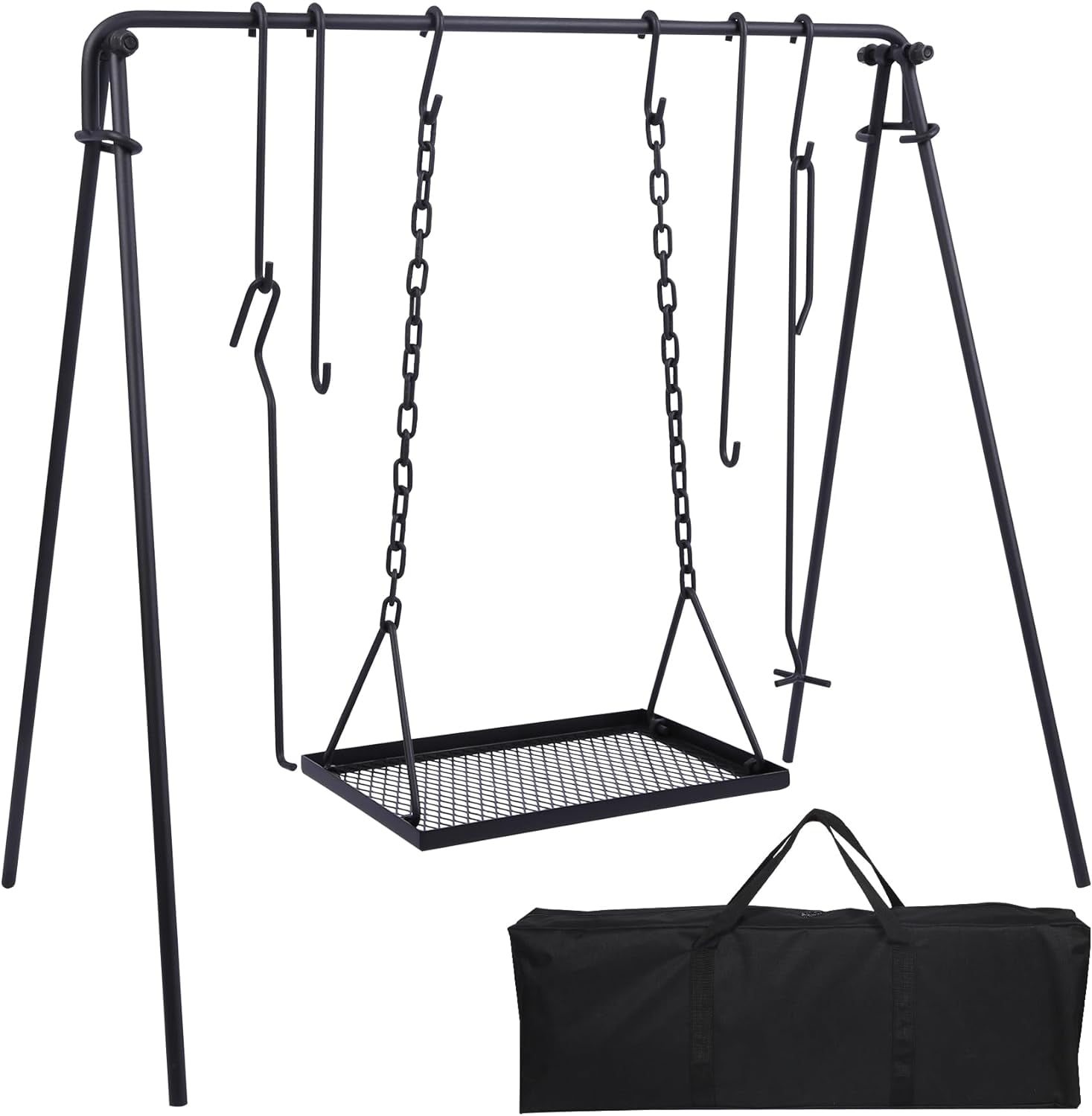 REDCAMP Grill Swing Campfire Grill Stand with Iron Grill Grate ...