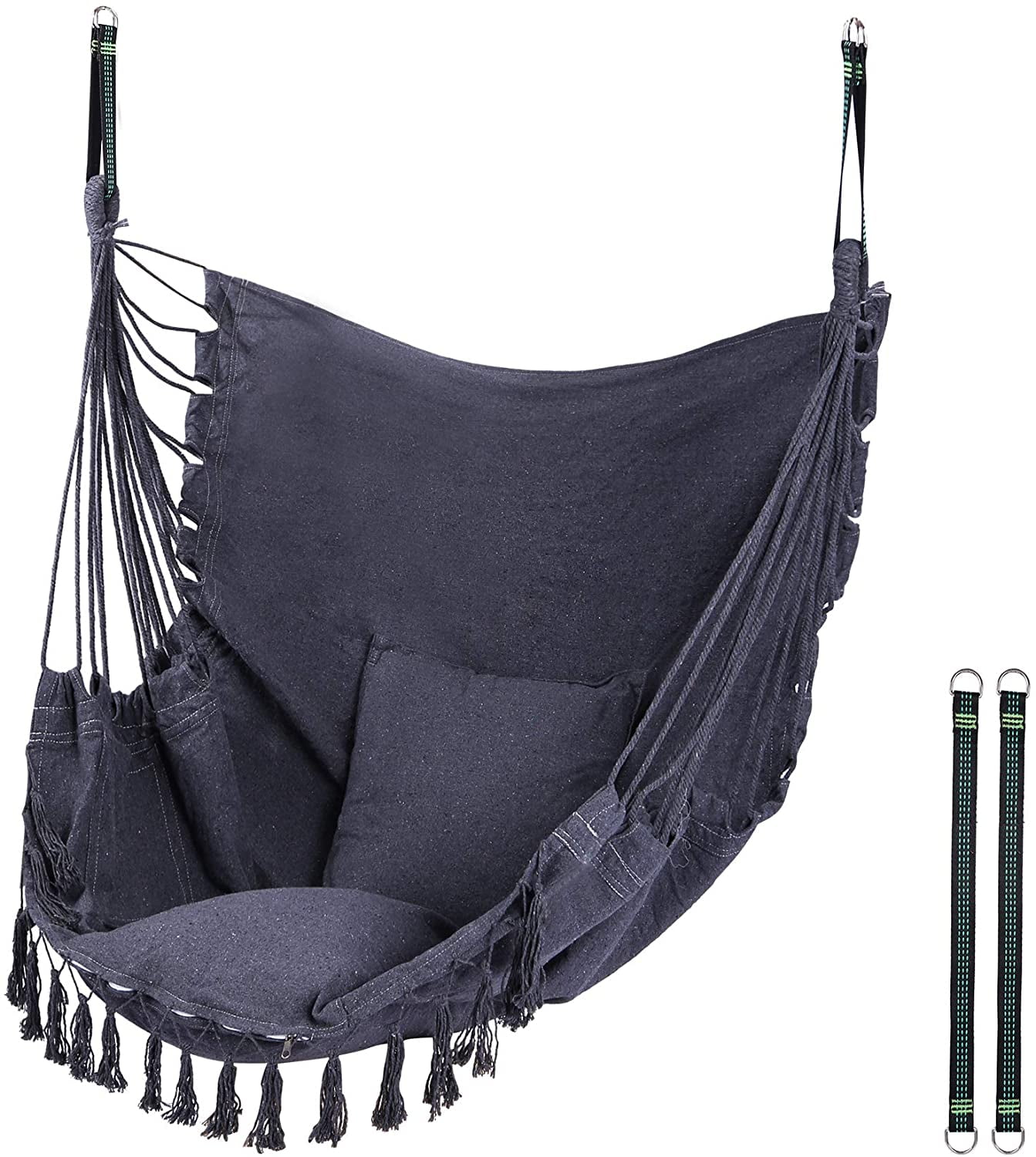 REDCAMP Hammock Swing Chair, Indoor/Outdoor, w/ Pocket & 2 Cushions ...