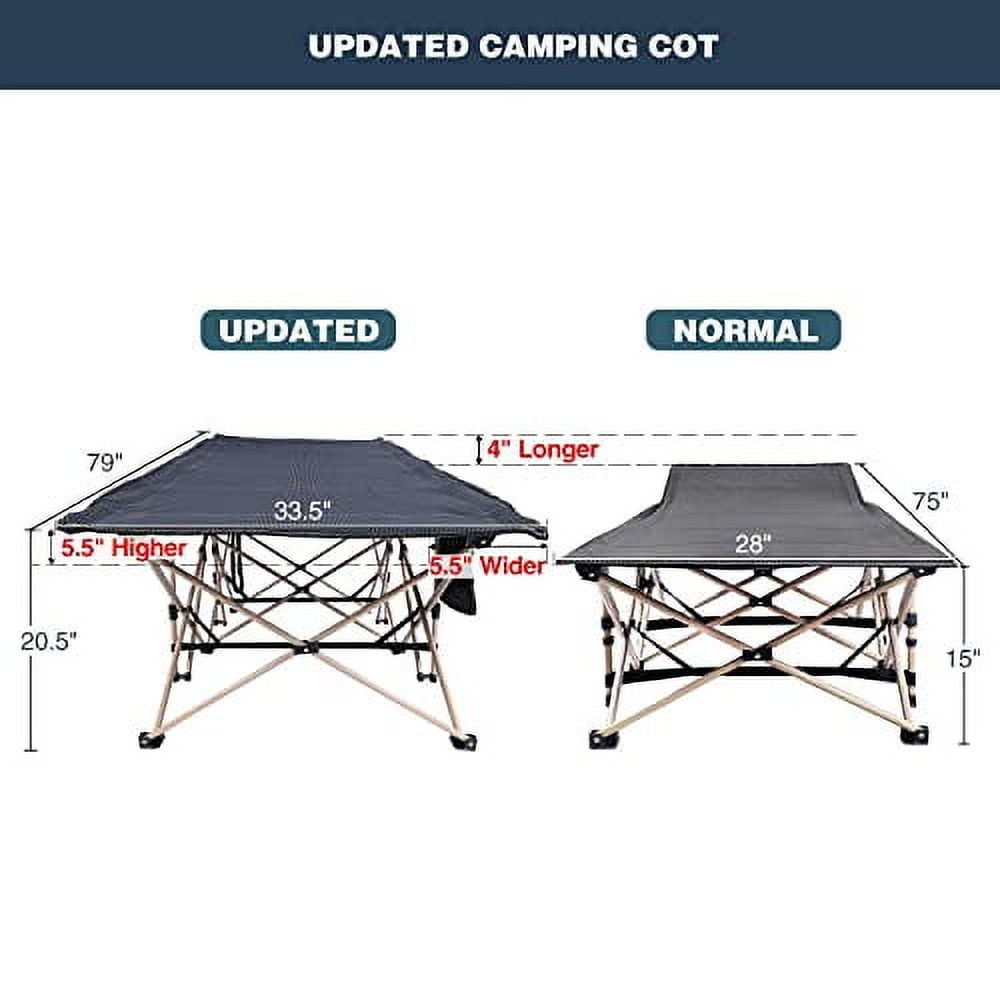 REDCAMP Oversized Folding Camping Cots for Adults 500lbs, Double Layer ...