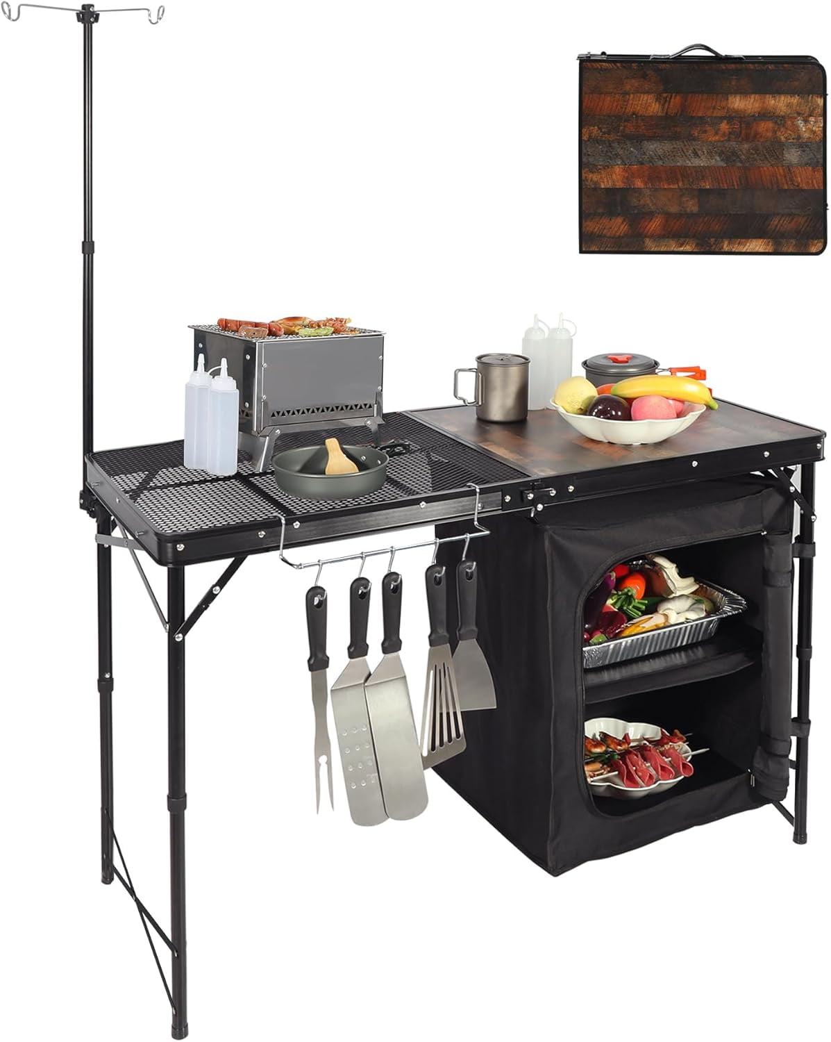 REDCAMP Portable Camping Kitchen Table, 4ft Folding Camping Grill Table ...