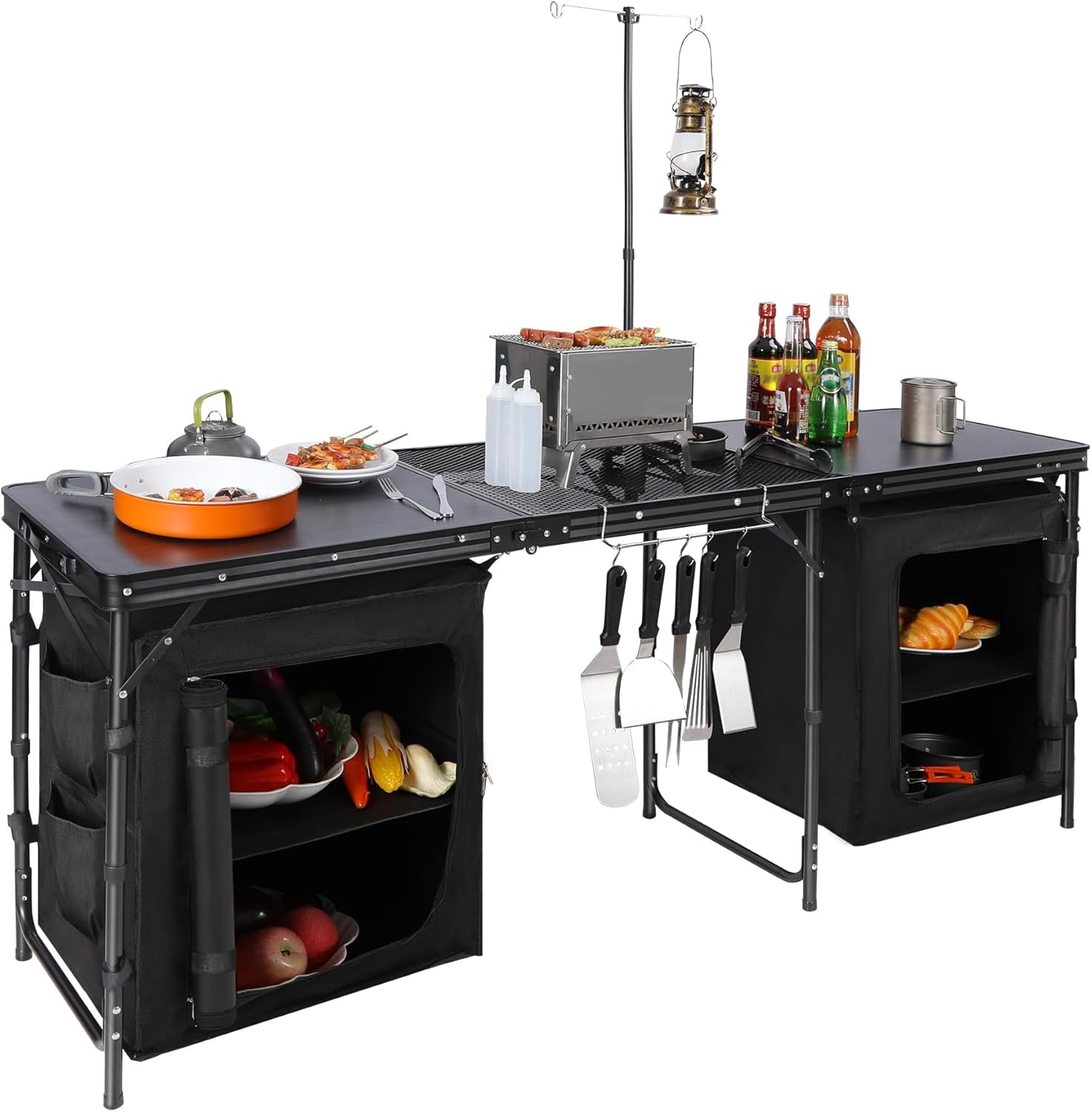 REDCAMP Portable Camping Kitchen Table, 6ft Extra Long Tri-fold Camping ...