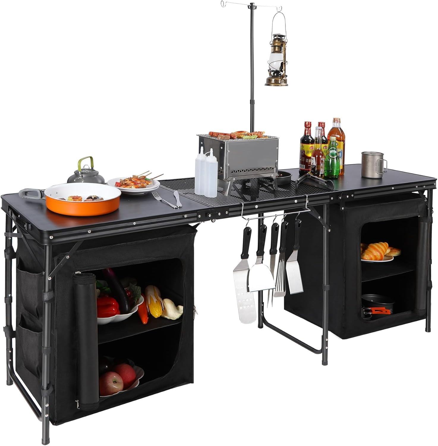 REDCAMP Portable Camping Kitchen Table, 6ft Extra Long Tri-fold Camping ...