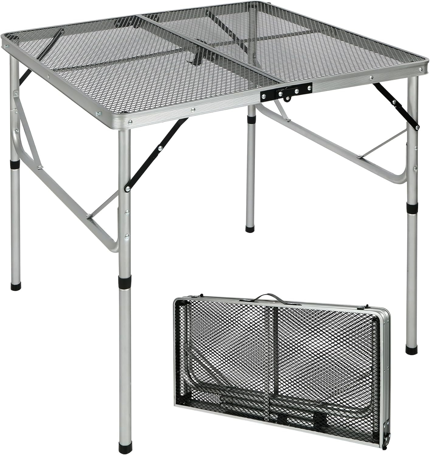 REDCAMP Portable Grill Table for Outside, Aluminum Folding Grill Stand ...