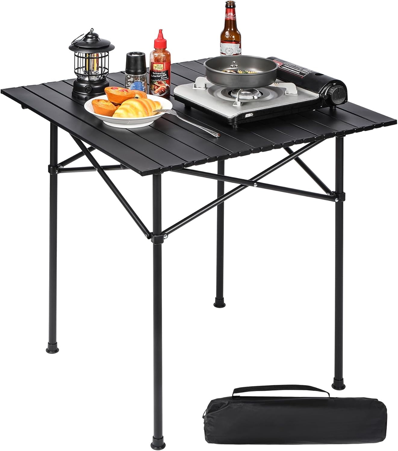 REDCAMP Lightweight Portable Metal Camping Table, Roll Up Foldable Camp ...