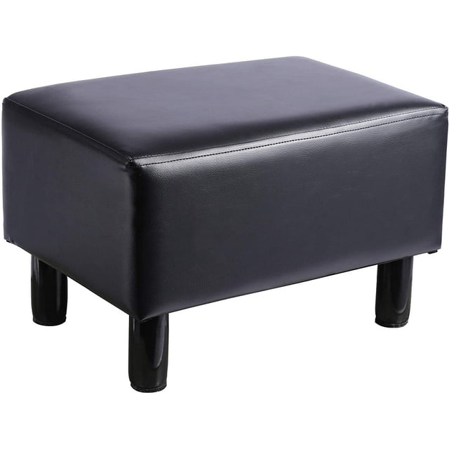"REDCAMP Small Ottoman Foot Rest for Furniture, 15.7"" PU Leather Black ...