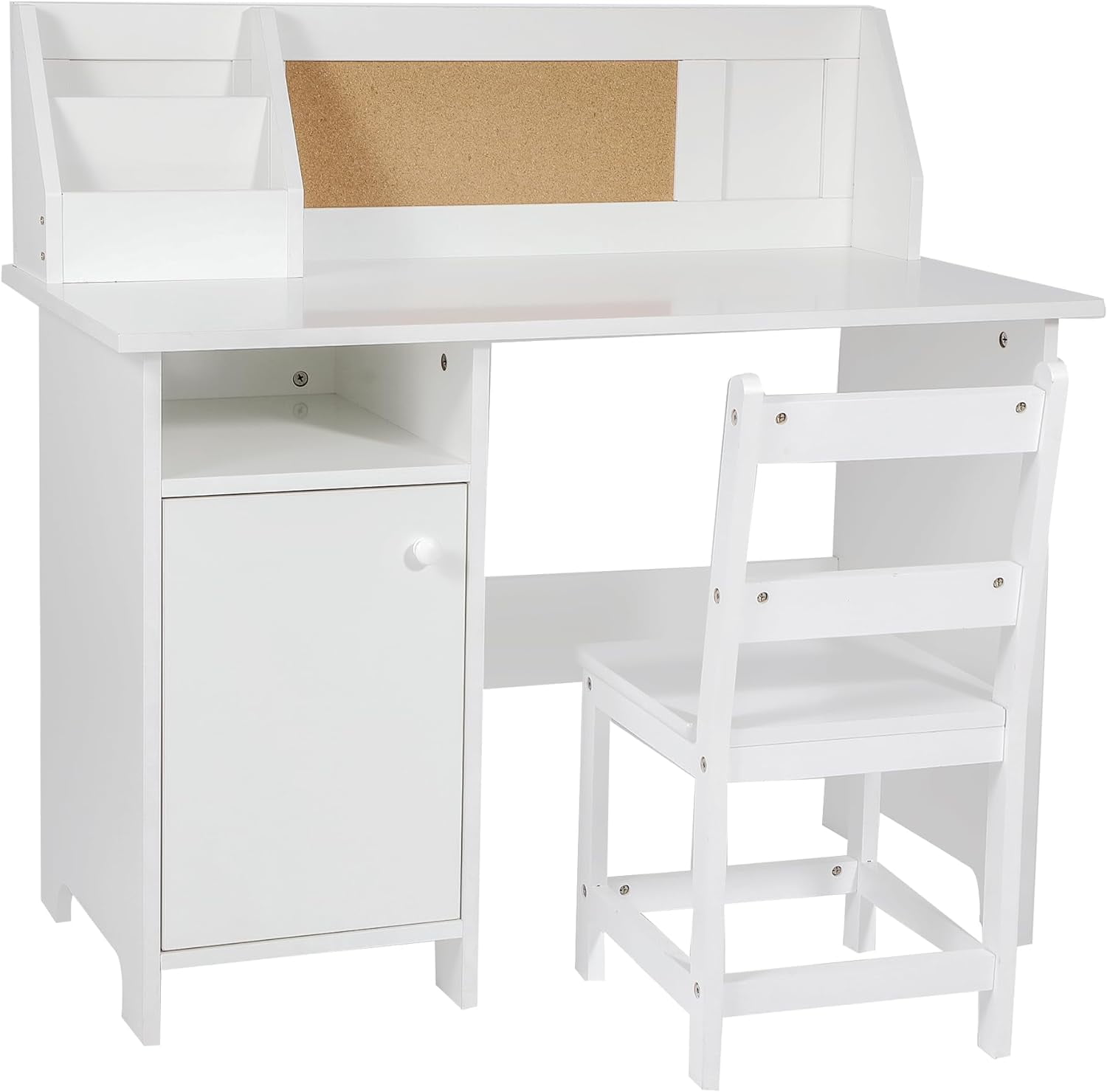 REDCAMP Wooden Study Desk for Children with Chair, White - Walmart.com