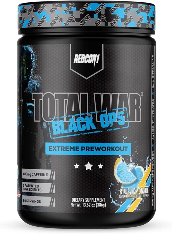 REDCON1 Total War Black Ops Extreme Preworkout Powder, Blue Lemonade ...