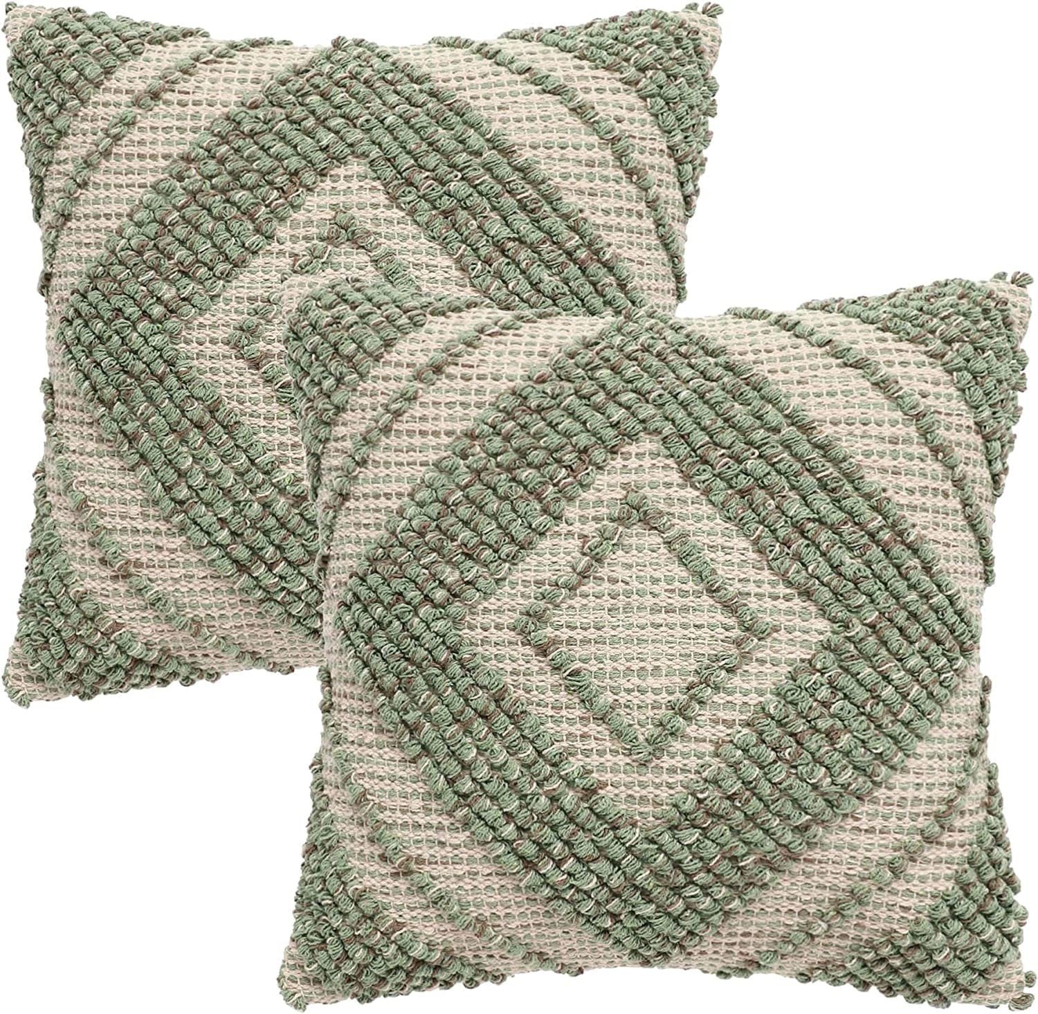 · REDEARTH · Boho Textured Throw Pillow Cushion Covers - Woven Tufted ...