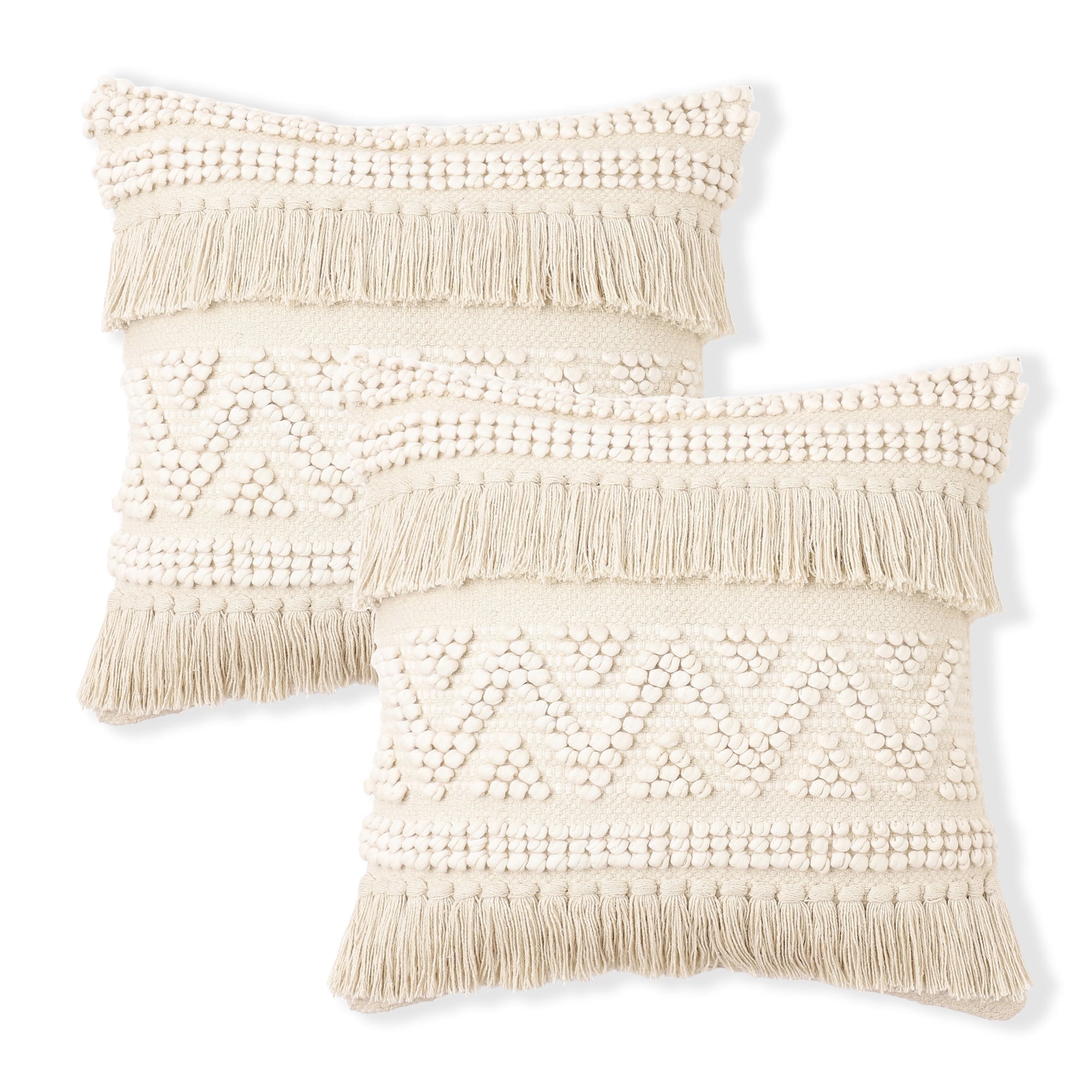 · REDEARTH · Boho Textured Throw Pillow Cushion Covers - Woven Tufted ...