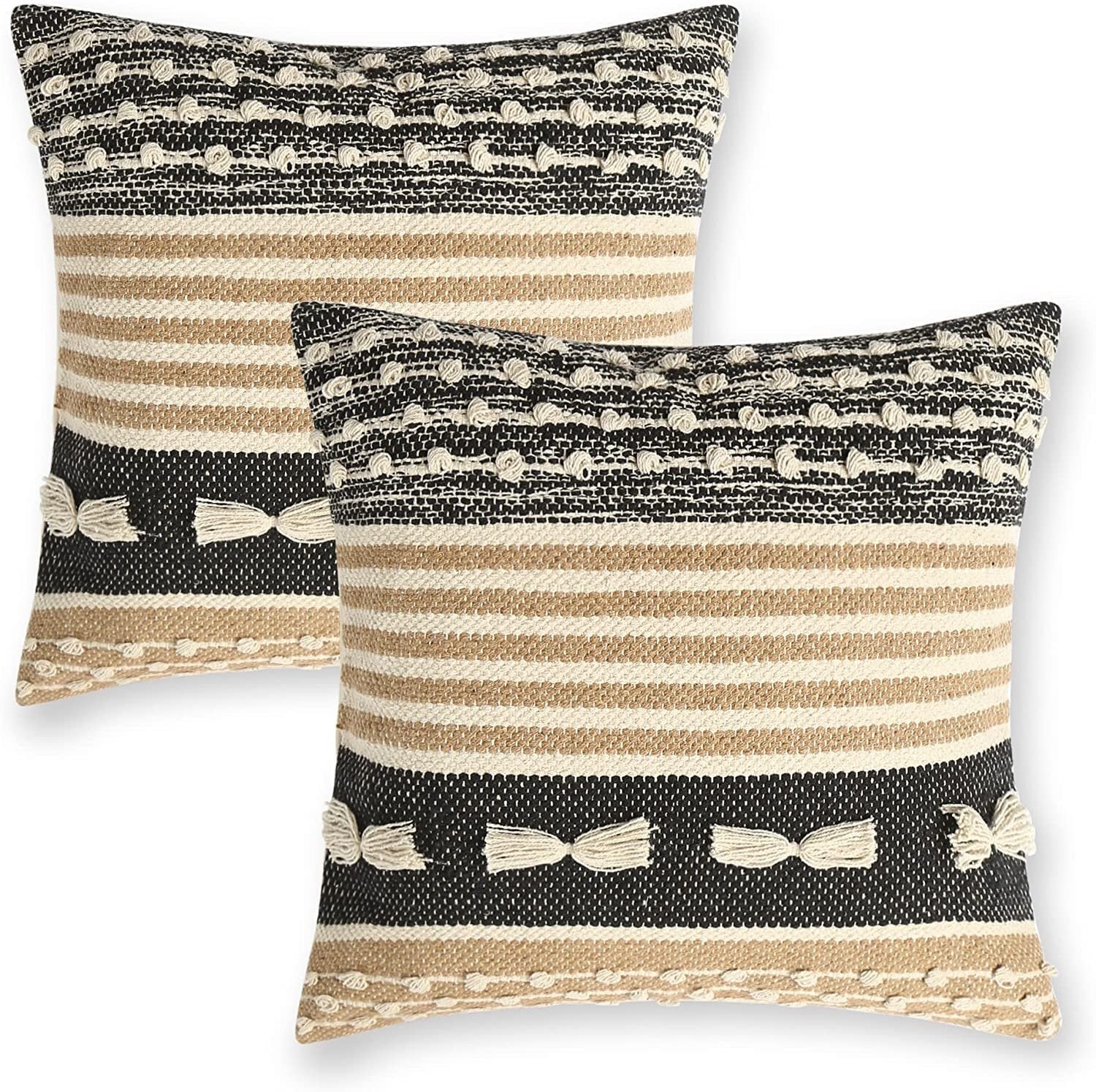 · REDEARTH · Boho Textured Throw Pillow Cushion Covers - Woven Tufted ...