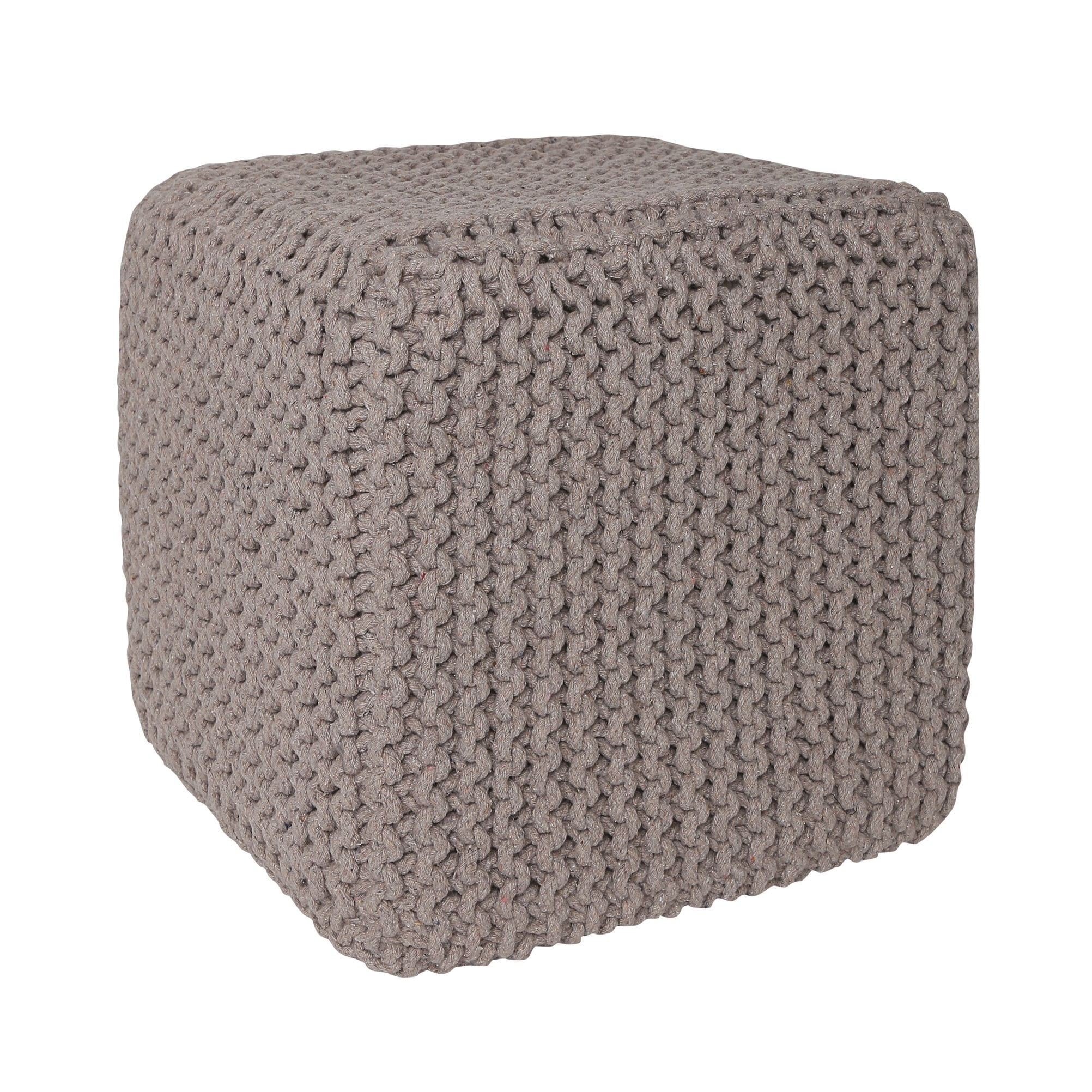 · REDEARTH · Cube Hand Knitted Pouf - Foot Stool Ottoman - Cord Boho ...