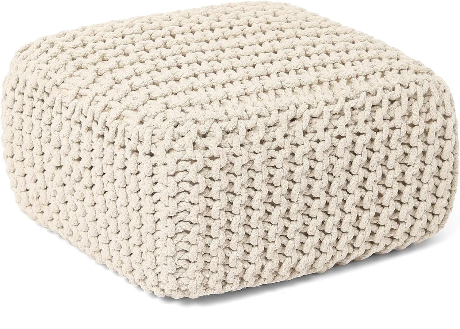 REDEARTH · Cube Low Pouf Foot Stool Ottoman - Hand Knitted Poof - Cord ...