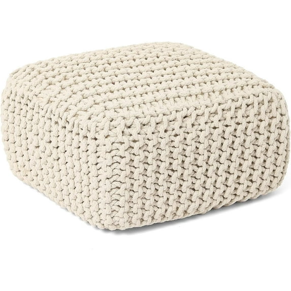 REDEARTH · Cube Low Pouf Foot Stool Ottoman - Hand Knitted Poof - Cord ...