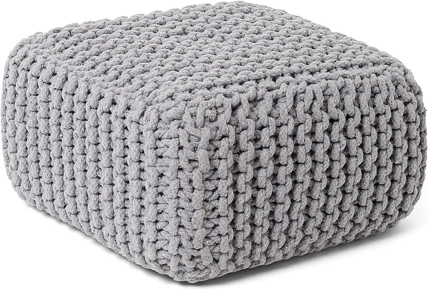 REDEARTH Cube Low Pouf Foot Stool Ottoman - Hand Knitted Poof - Cord ...