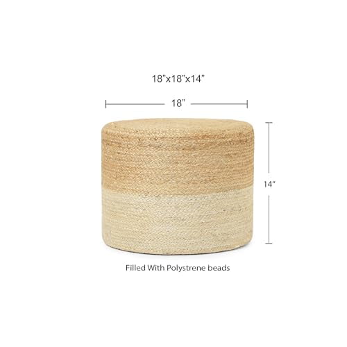 REDEARTH · Cylindrical Pouf Foot Stool Ottoman - Jute Braided Pouffe ...