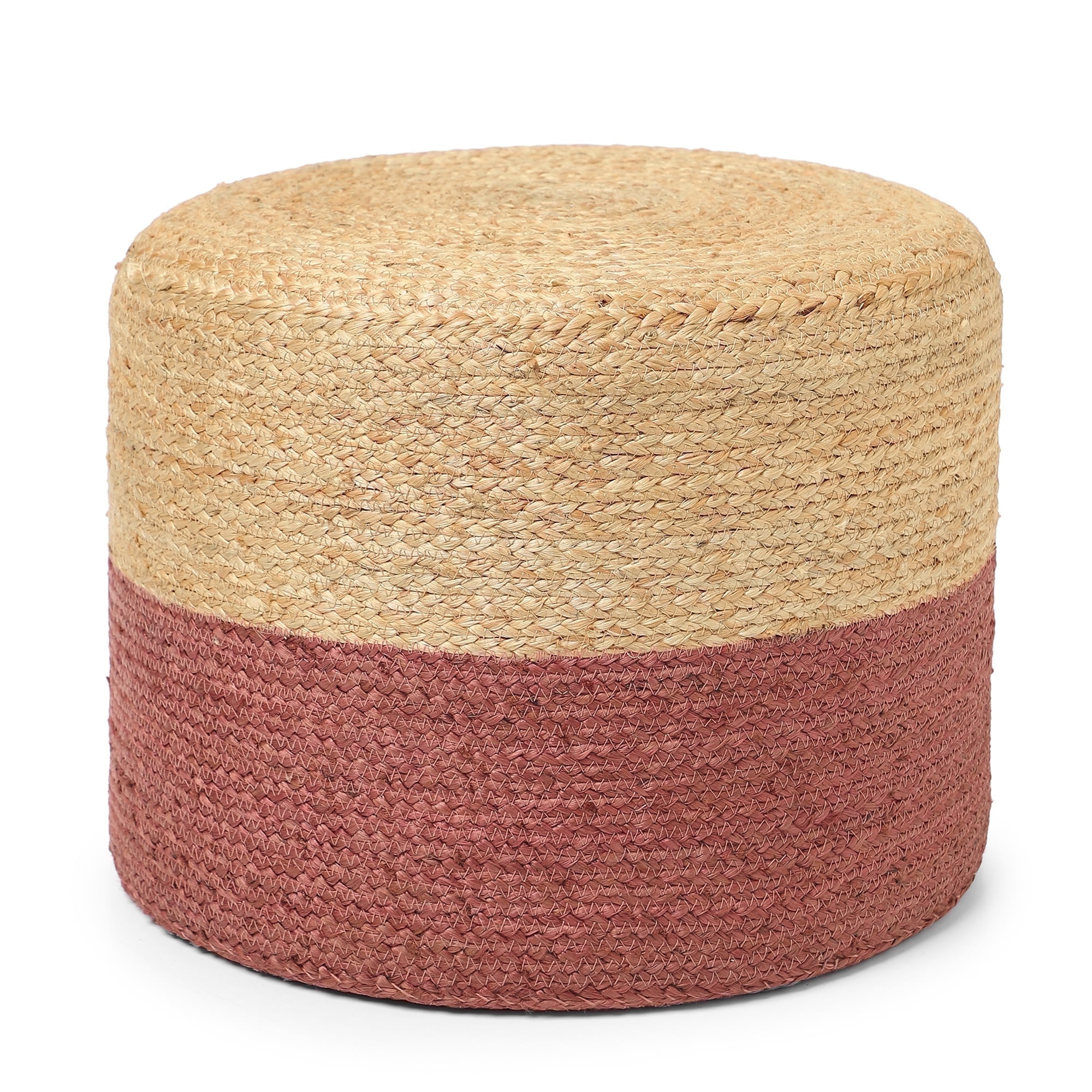 · REDEARTH · Cylindrical Pouf Foot Stool Ottoman - Jute Braided Pouffe Poof Accent Sitting ...