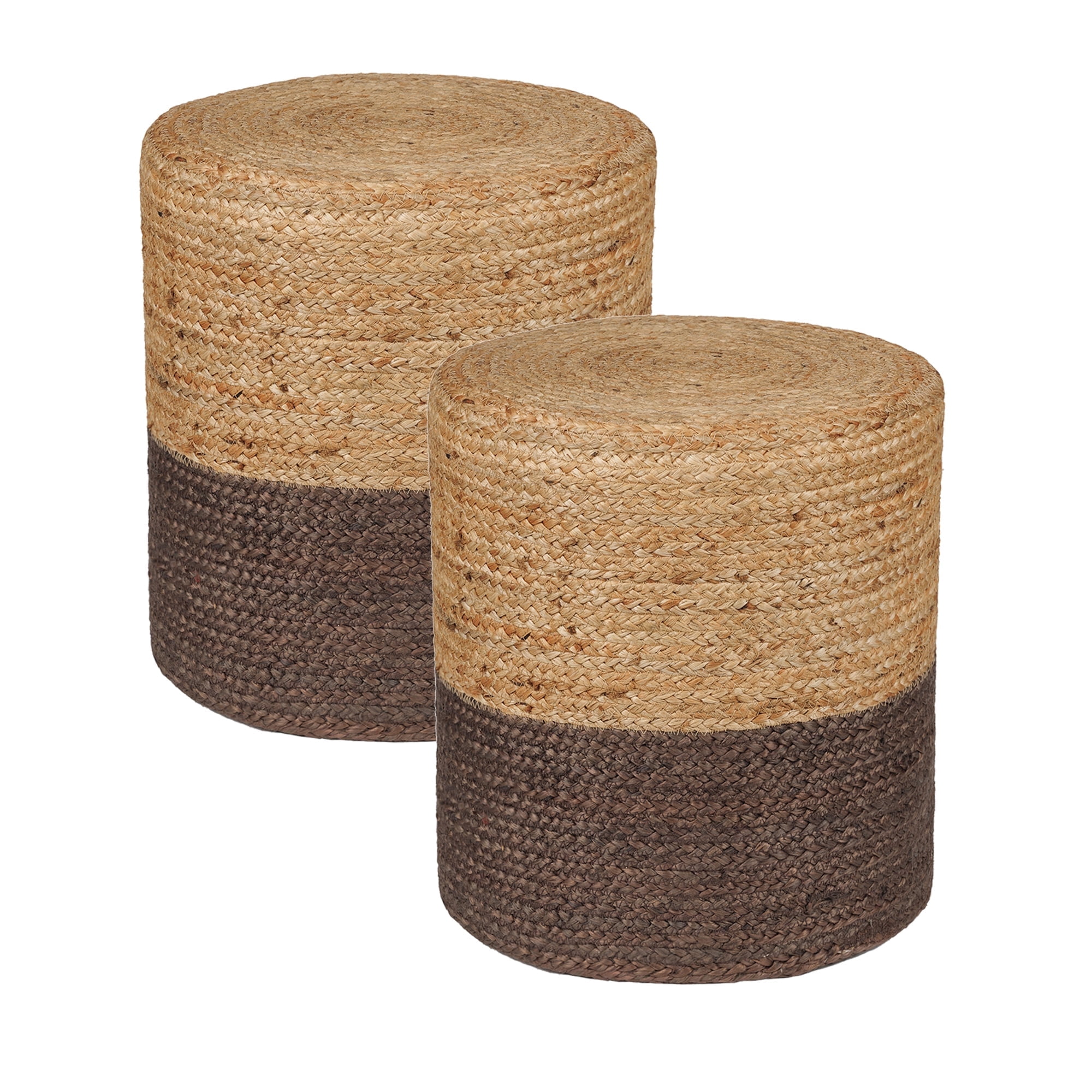 · REDEARTH · Cylindrical Pouf Foot Stool Ottoman - Jute Braided Pouffe ...
