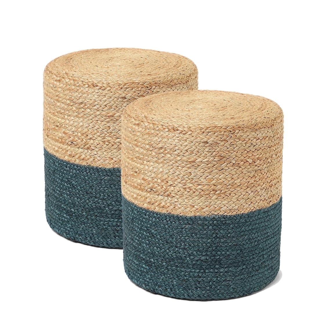 · REDEARTH · Cylindrical Pouf Foot Stool Ottoman - Jute Braided Pouffe ...