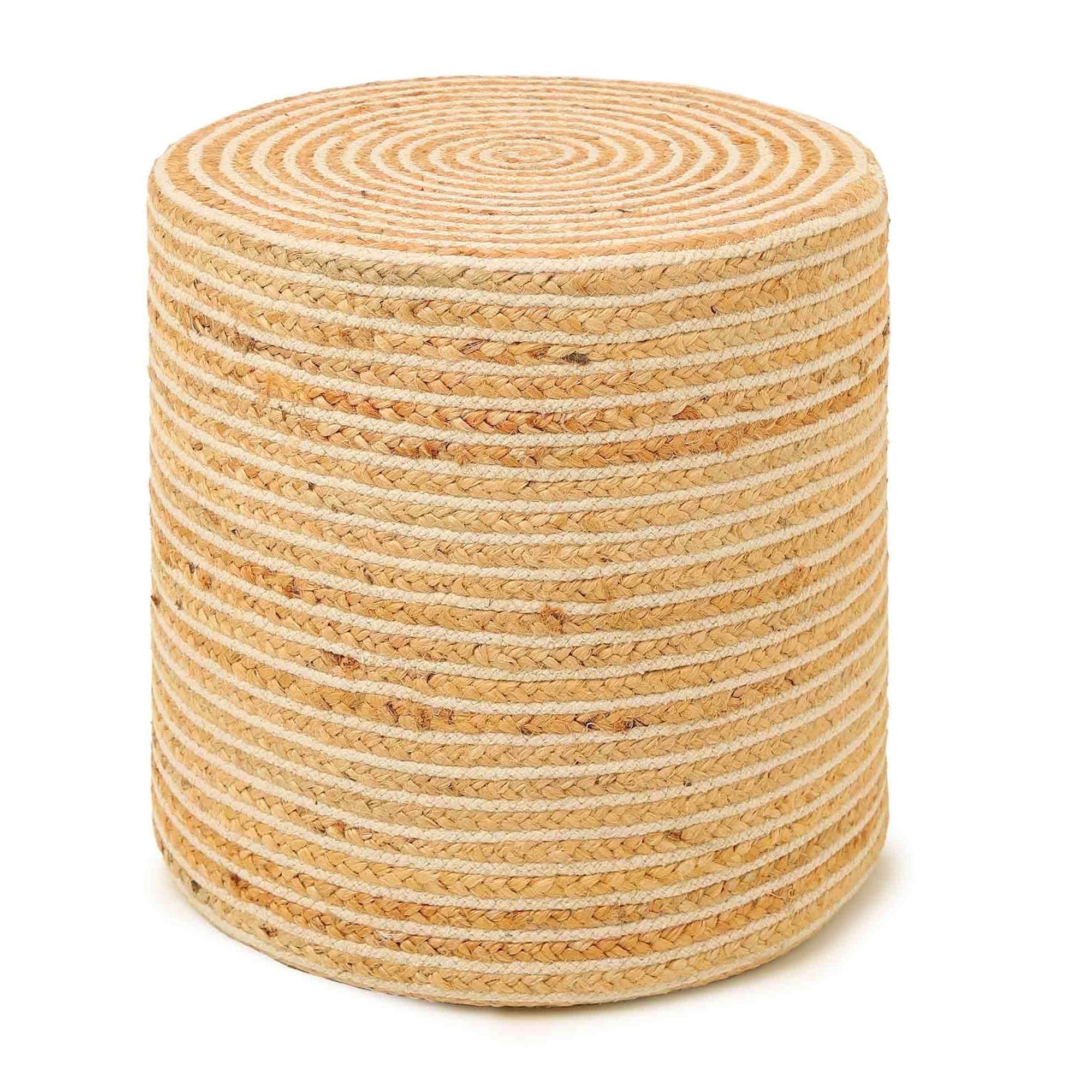 REDEARTH · Cylindrical Pouf Foot Stool Ottoman - Jute Braided Pouffe ...