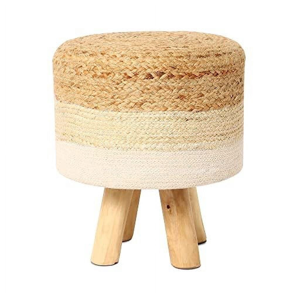 REDEARTH Foot Stool -Handmade Macrame Wooden 4 Legs Seat Footrest for ...