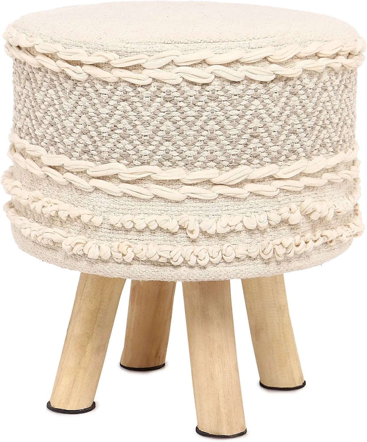 REDEARTH Foot Stool -Handmade Wooden 4 Legs Tufted Seat Footrest for ...