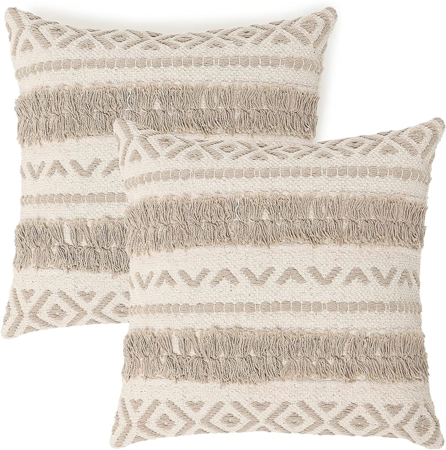 · REDEAR Handmade Boho Throw Pillow Covers - Bohemian Chic Farmhouse ...