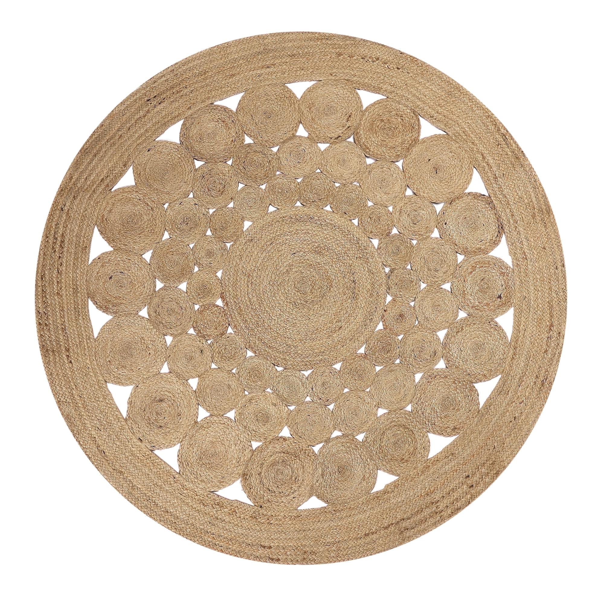 · REDEARTH · Round Area Rug - 5 Feet Braided Scalloped Abaca Embrace ...