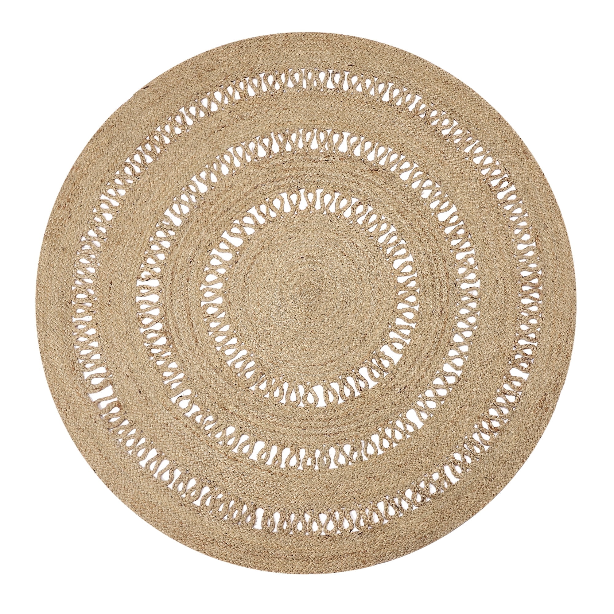 · REDEARTH · Round Area Rug - 5 Feet Braided Scalloped Earthy Trails ...