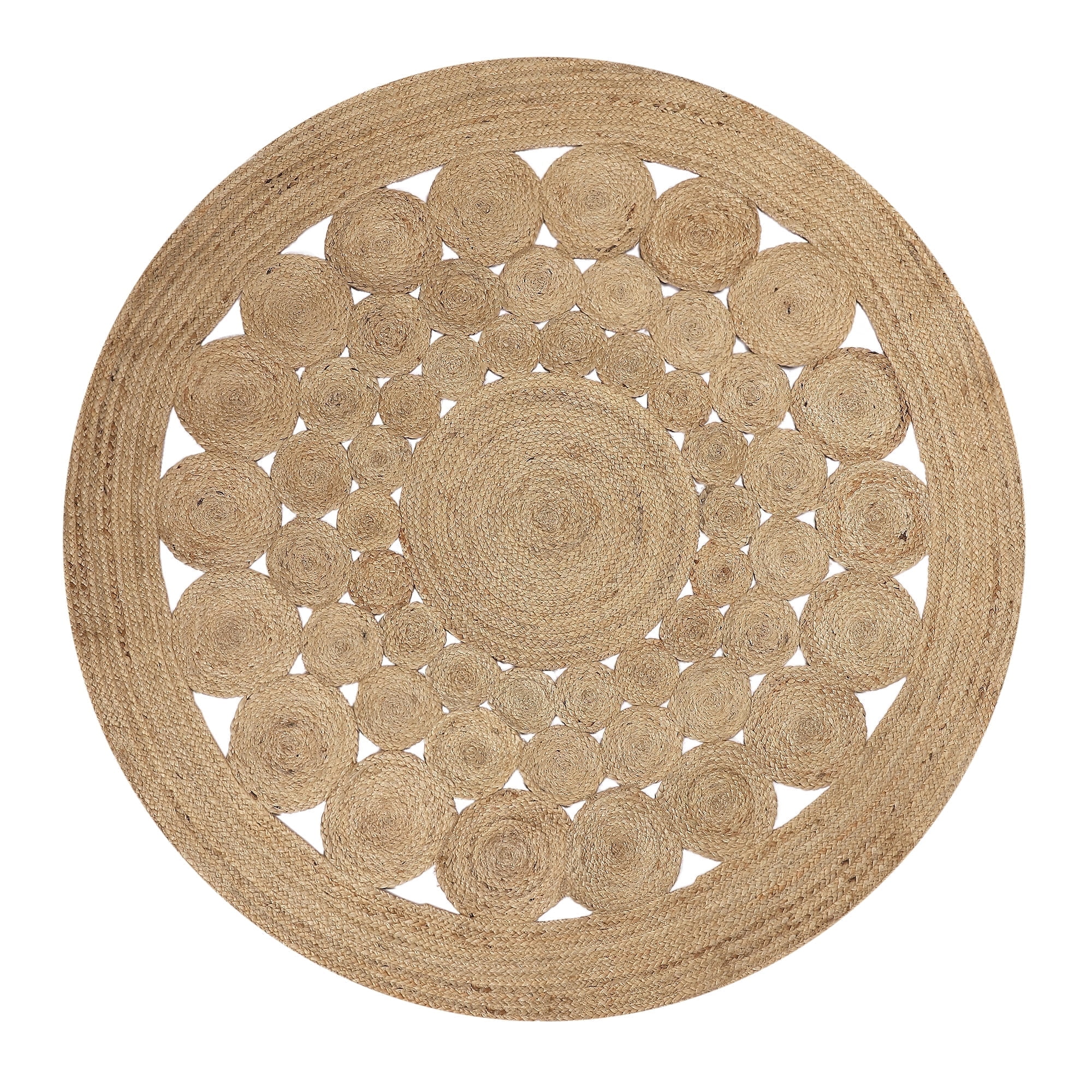 · REDEARTH · Round Area Rug - 6 Feet Braided Scalloped Abaca Embrace ...