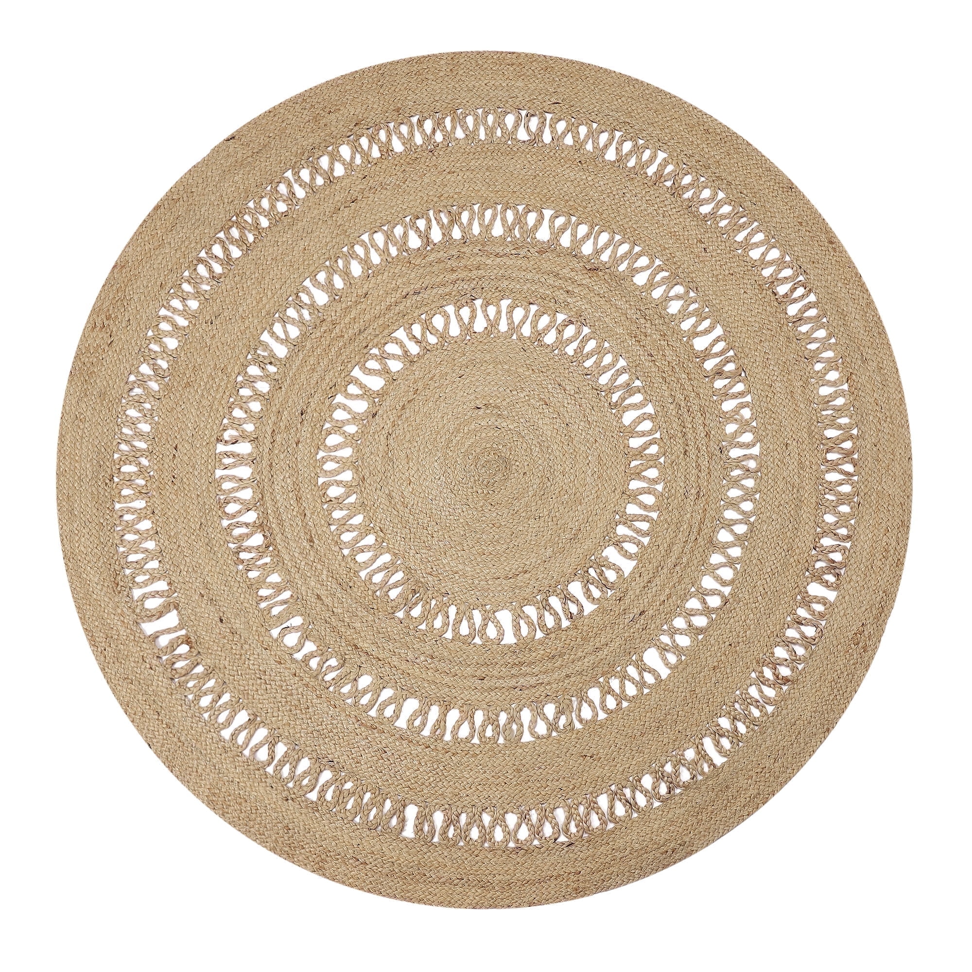 · REDEARTH · Round Area Rug - 8 Feet Braided Scalloped Earthy Trails ...